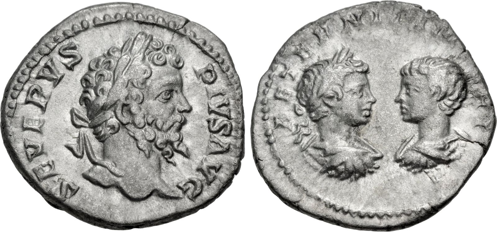 Septimius Severus, with Caracalla and Geta as Caesar. AD 193-211. AR ...