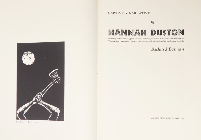 [Private Press] [Arion Press] Bosman, Richard. Captivity Narrative of ...