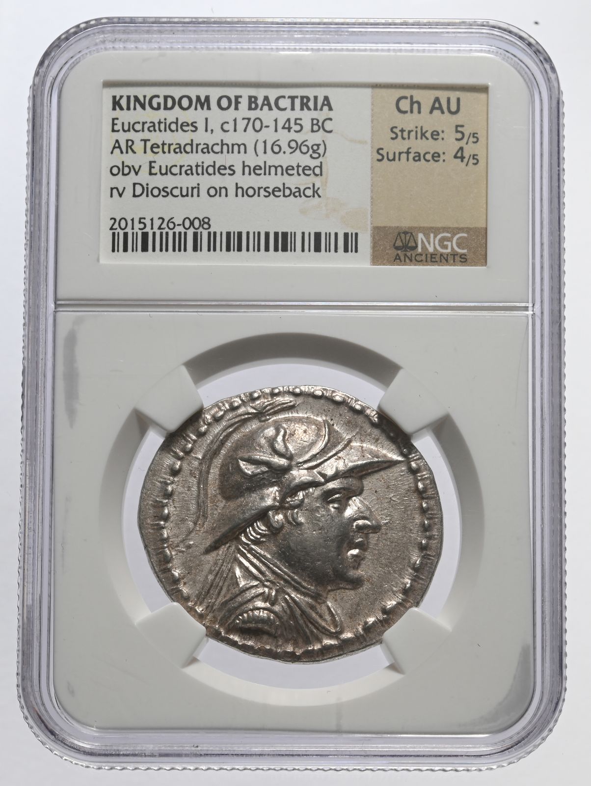 BAKTRIA, Greco-Baktrian Kingdom. Eukratides I Megas. Circa 170-145 BC ...