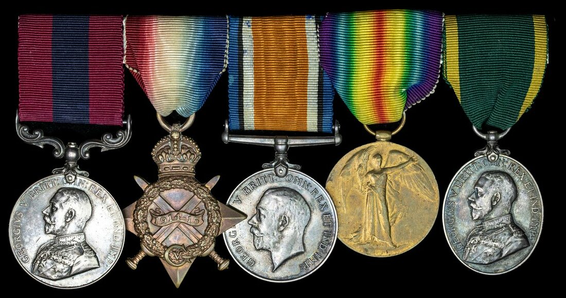 The 1918 D.C.M. group of five awarded to Battery Sergeant-Major J. Hart ...