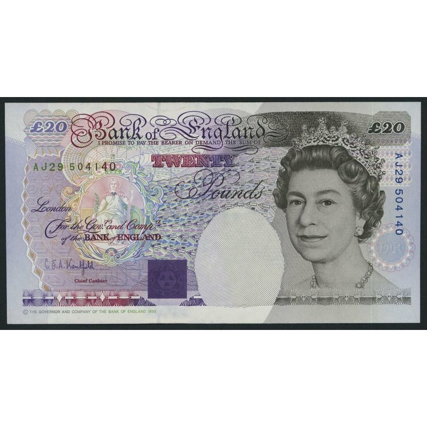 Bank of England, G. E. A. Kentfield, watermark inverted error, £20, ND ...