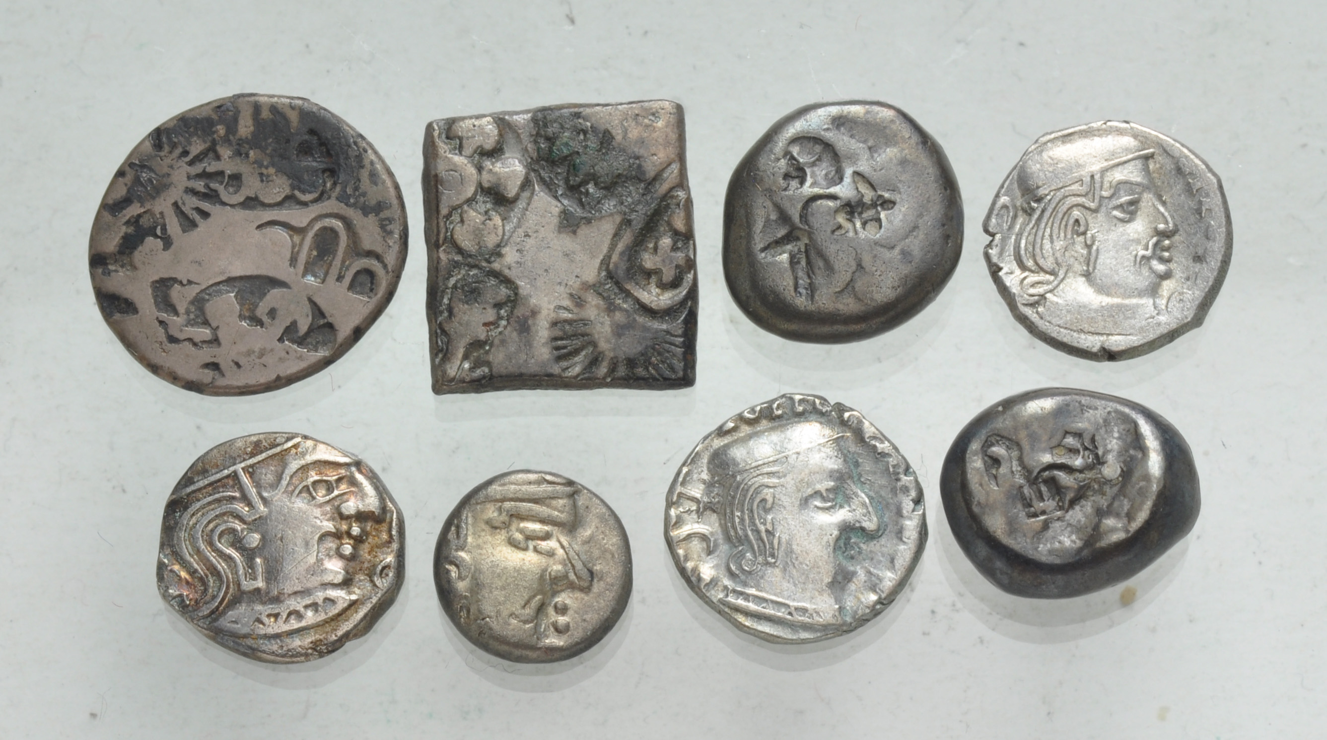 MIXED. Greek - Central Asian. Lot of eight (8) silver issues ...