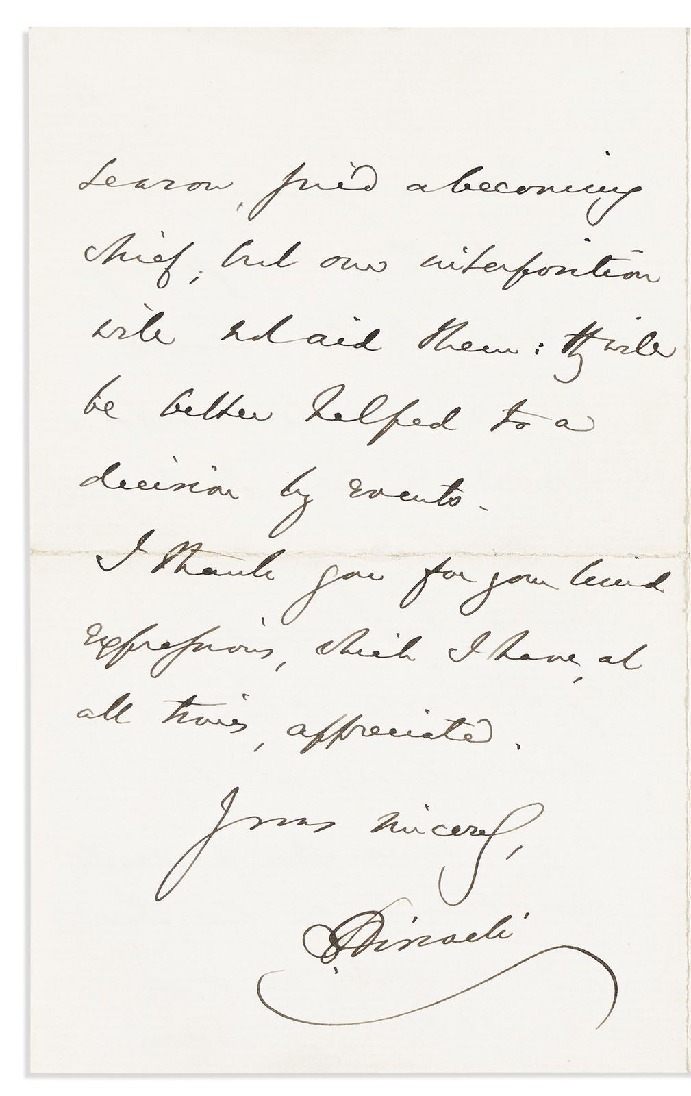 (PRIME MINISTERS--UK.) DISRAELI, BENJAMIN. Group of 5 Autograph Letters ...