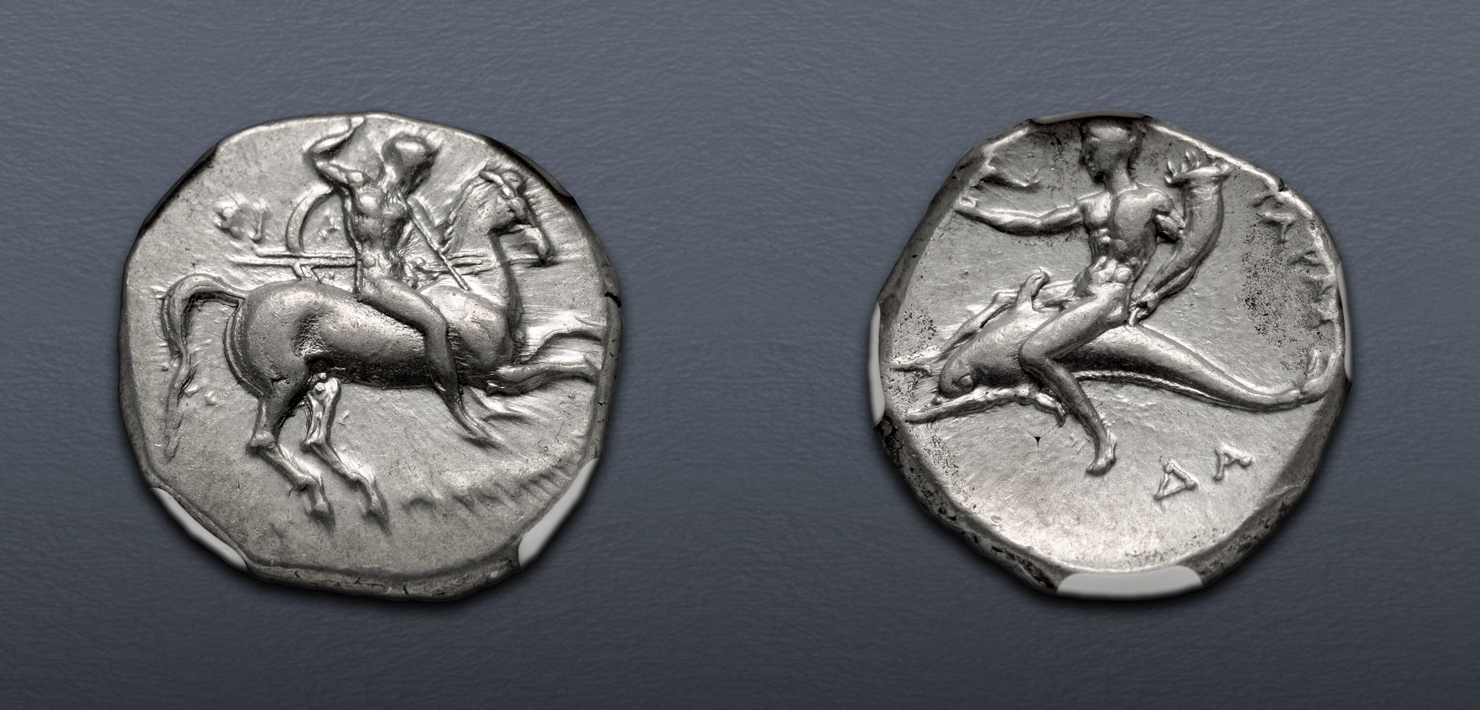 CALABRIA, Tarentum. Circa 280 BC. AR Nomos (20mm, 7.88 g, 8h). NGC AU ...