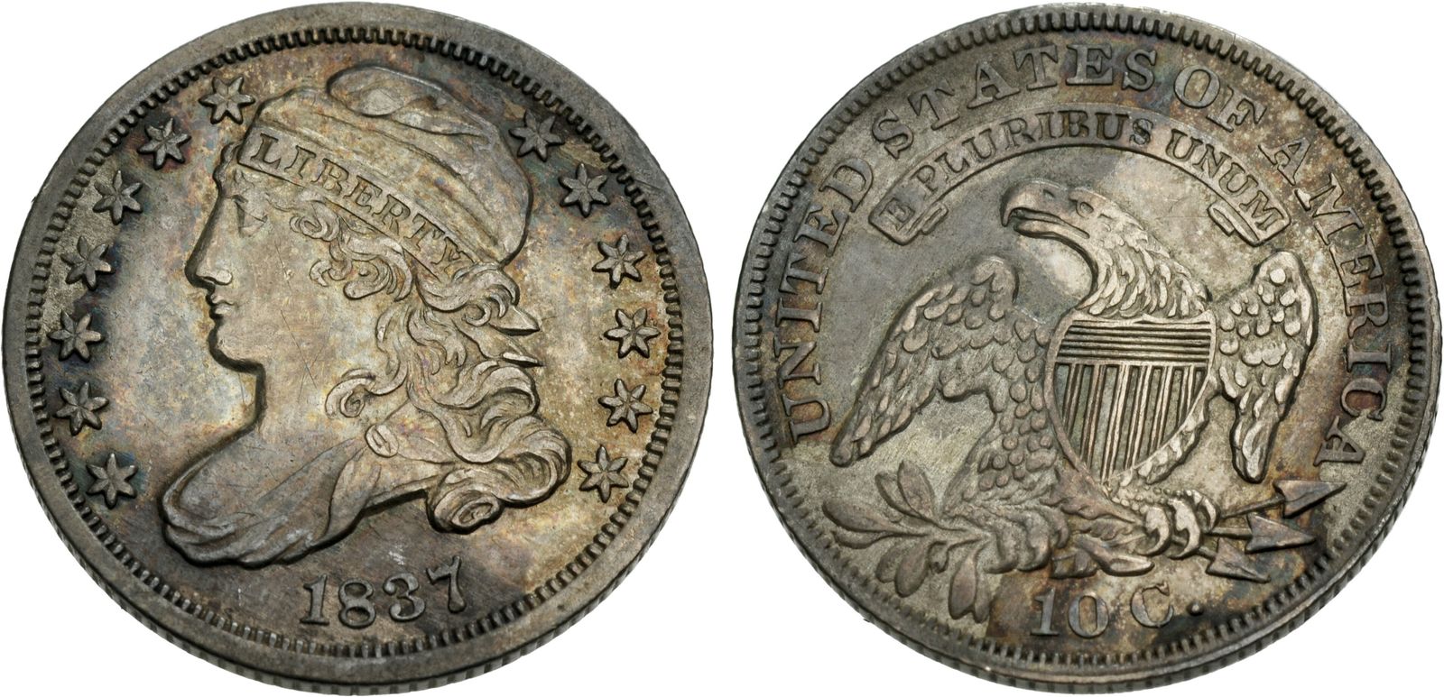 1837 Capped Bust Dime. Fancy 8. JR-4. Rarity 1. AU Details. | Classical ...