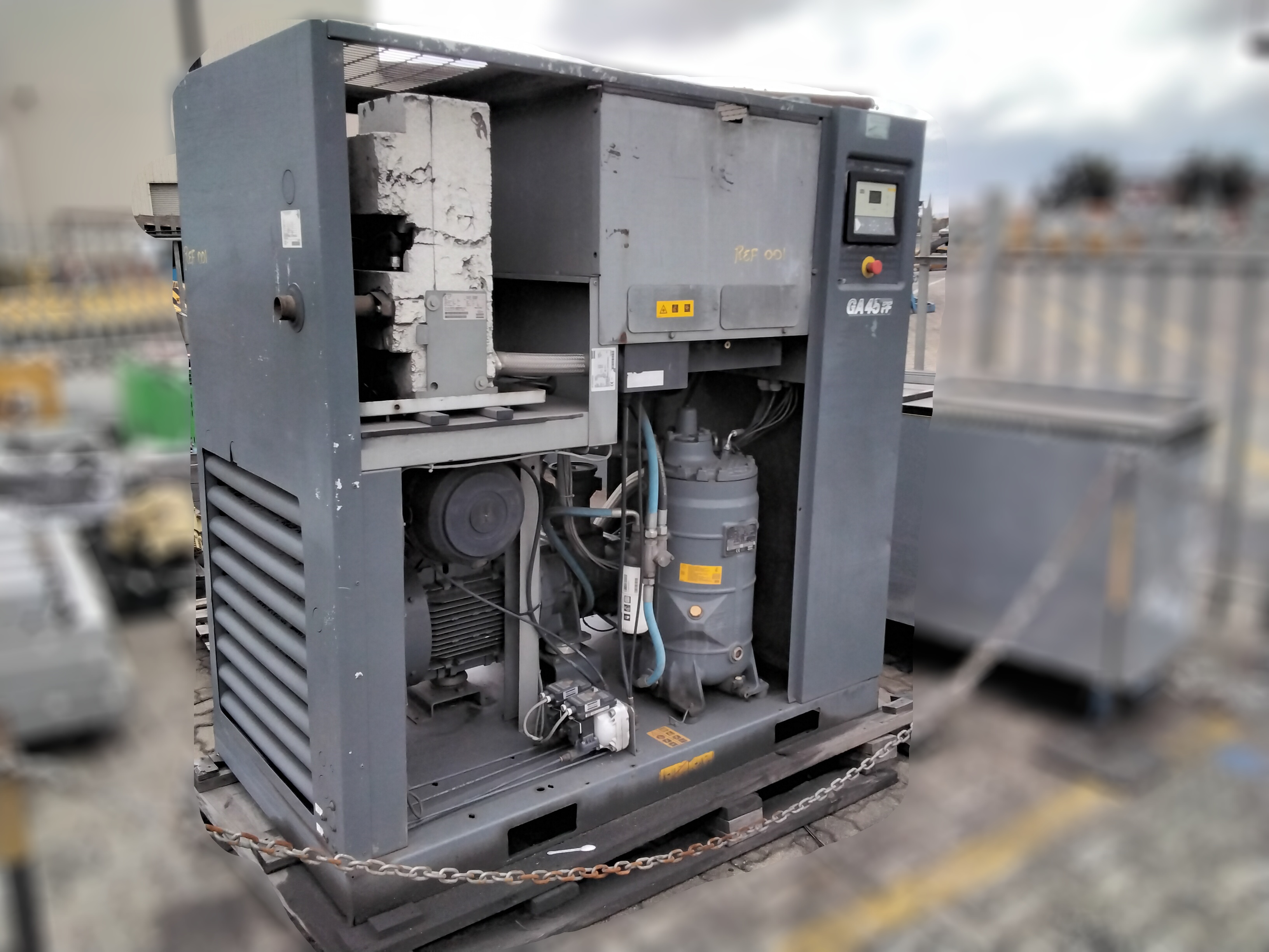 ATLAS COPCO GA45 FF AIR COMPRESSOR (45KW/ 500V)(SELL AS IS)(USED/ LOOKS ...