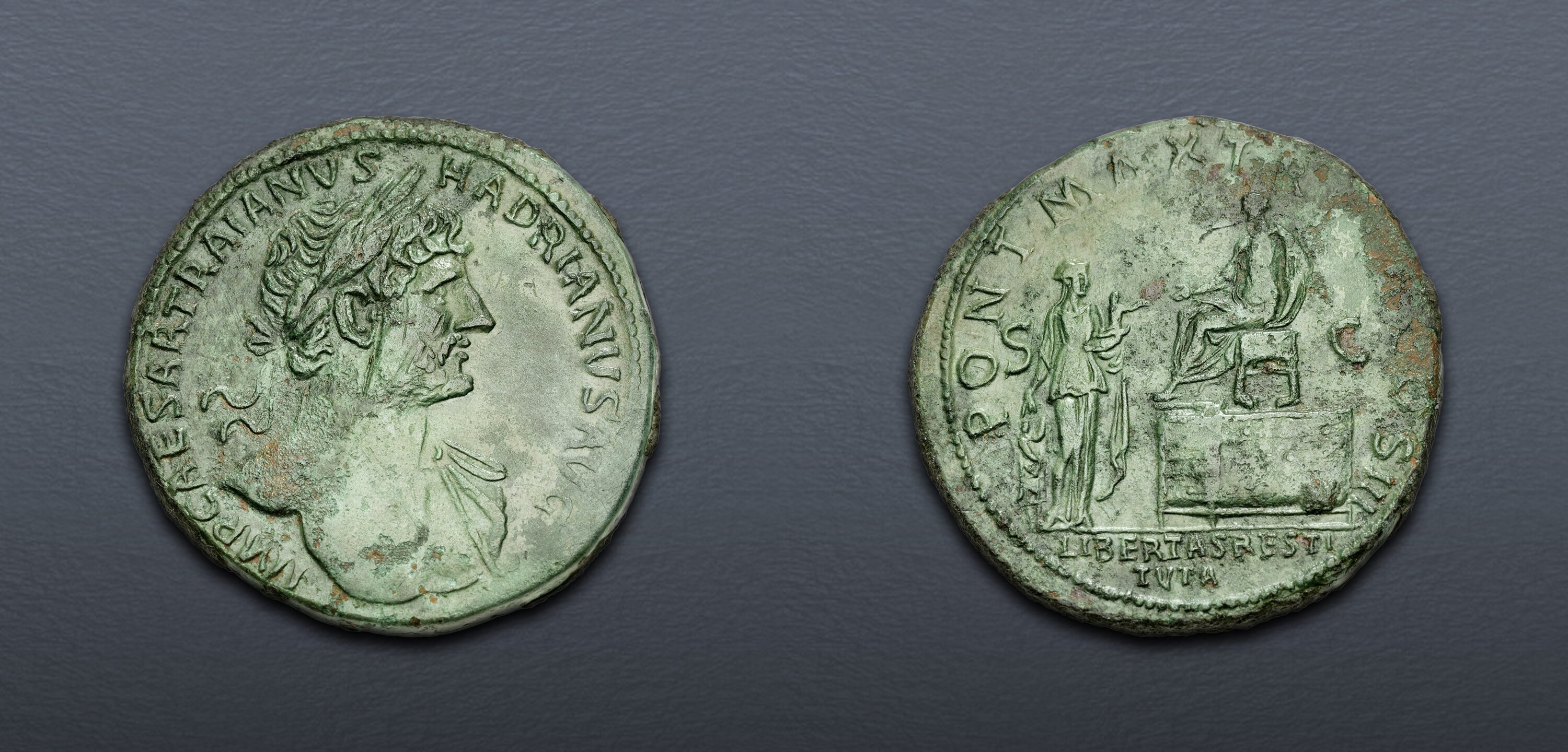 Hadrian. AD 117-138. Æ Sestertius (33mm, 26.13 g, 5h). Rome mint ...