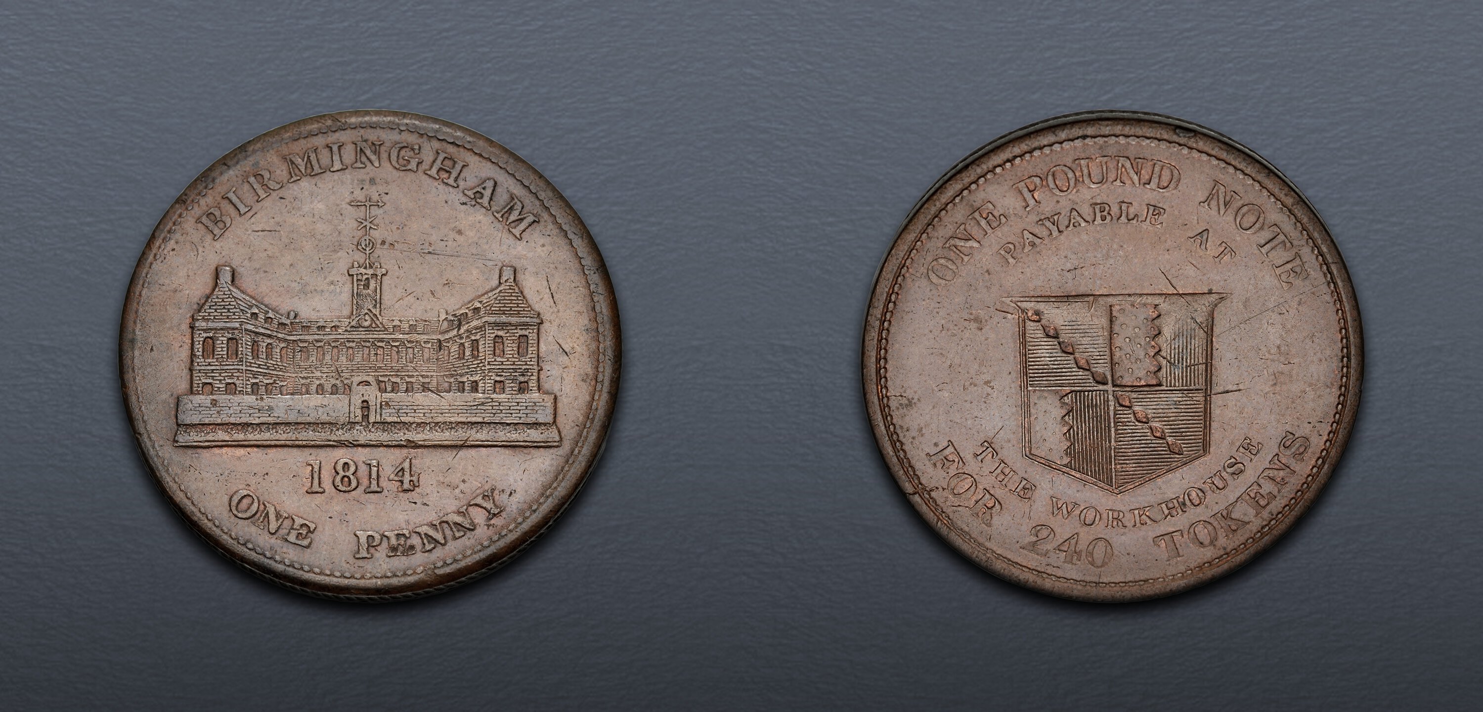19th CENTURY, Warwickshire. Birmingham. The Workhouse. CU Penny Token ...