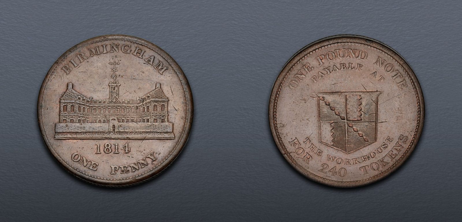 19th CENTURY, Warwickshire. Birmingham. The Workhouse. CU Penny Token ...