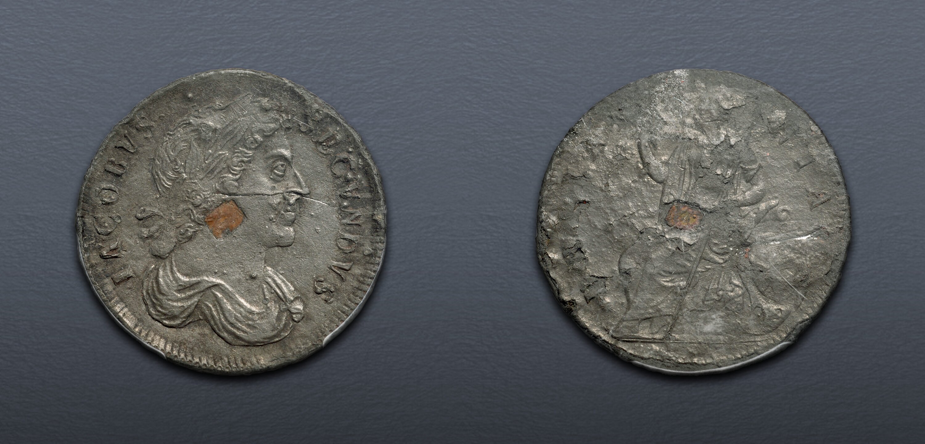 STUART. James II. 1685-1688. Tin Halfpenny. Dated 1687. PCGS AU Details ...