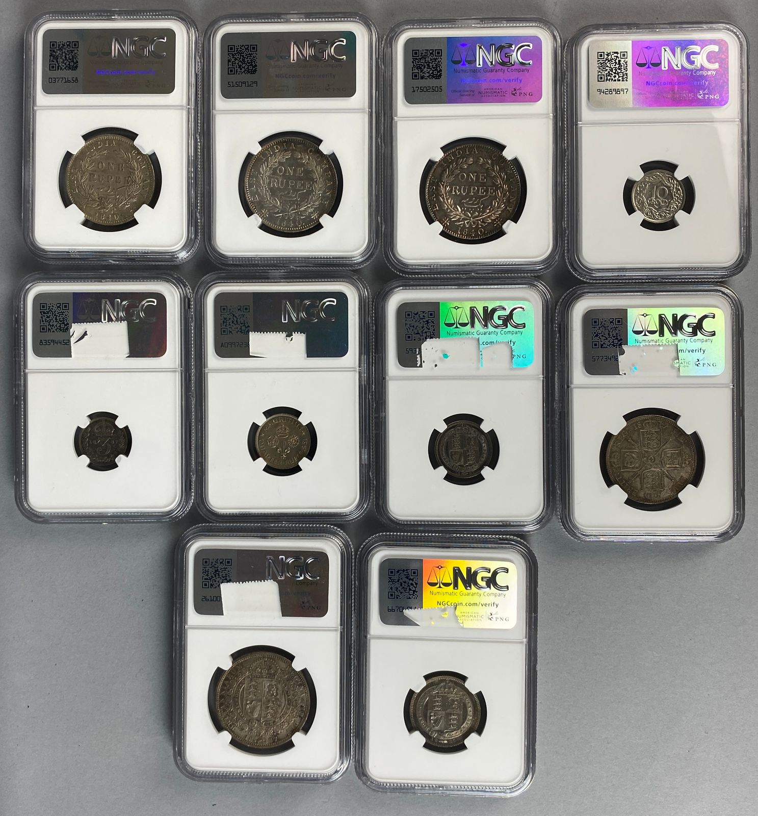 WORLD. Miscellaneous. Lot of ten (10) encapsulated silver and base ...