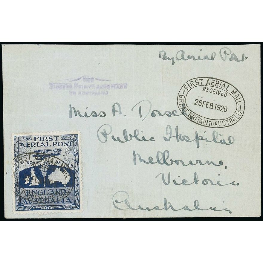 Australian Commonwealth Airmail 1920 (26 Feb.) Ross Smith flight ...