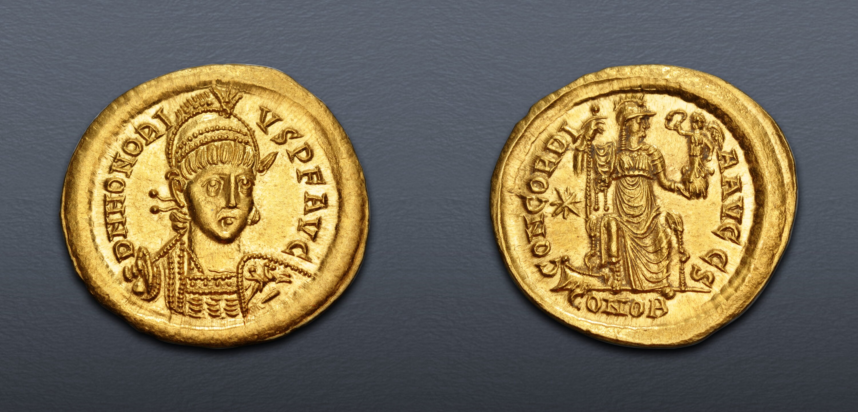 Honorius. AD 393-423. AV Solidus (22mm, 4.48 g, 6h). Constantinople ...