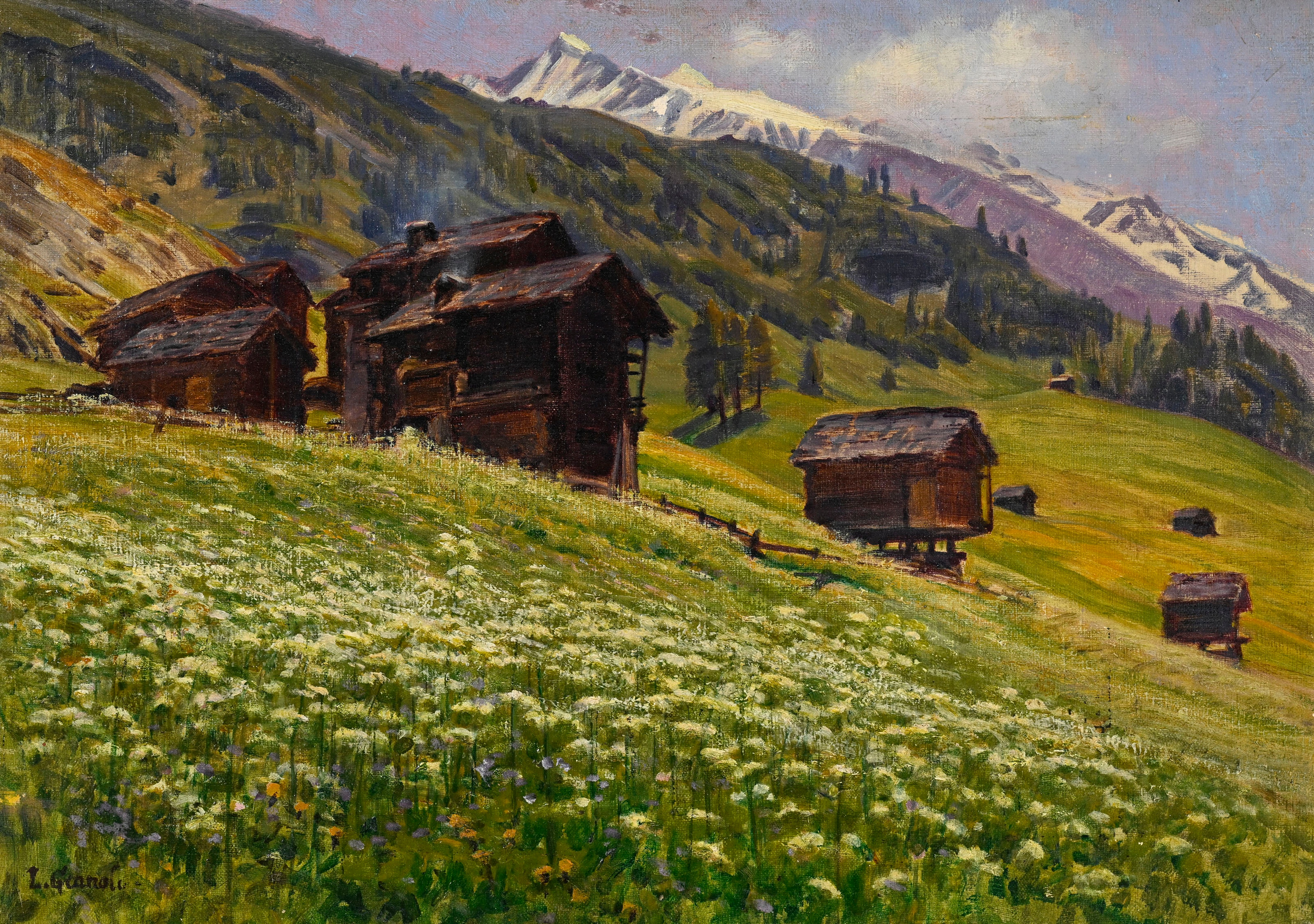Louis Camille Gianoli (1868-1957), Paysage du Val d'Hérens au-dessus de ...
