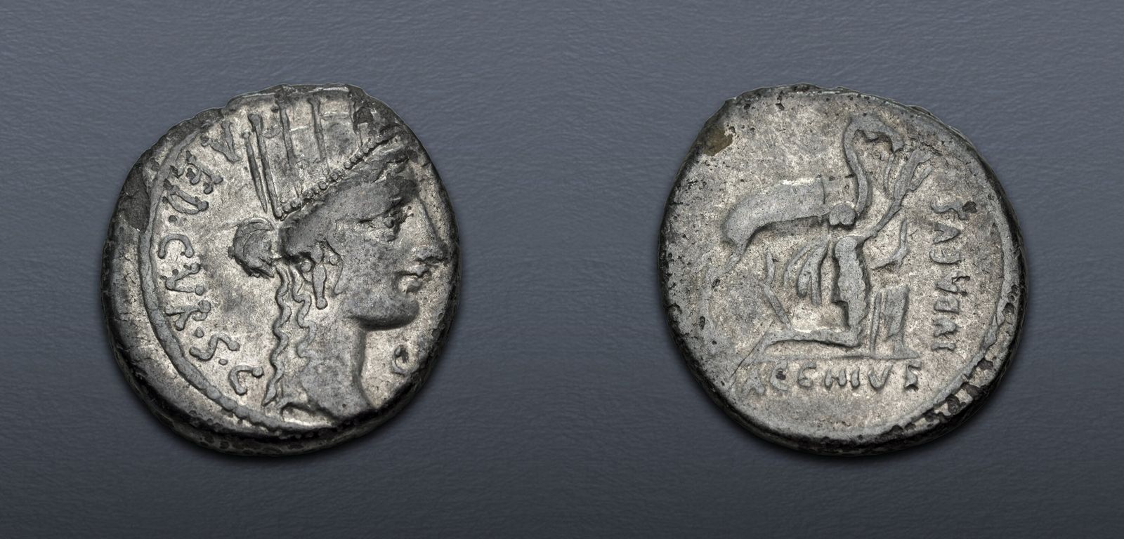 A. Plautius. 55 BC. AR Denarius (16.5mm, 3.26 g, 12h). Rome mint. VF ...