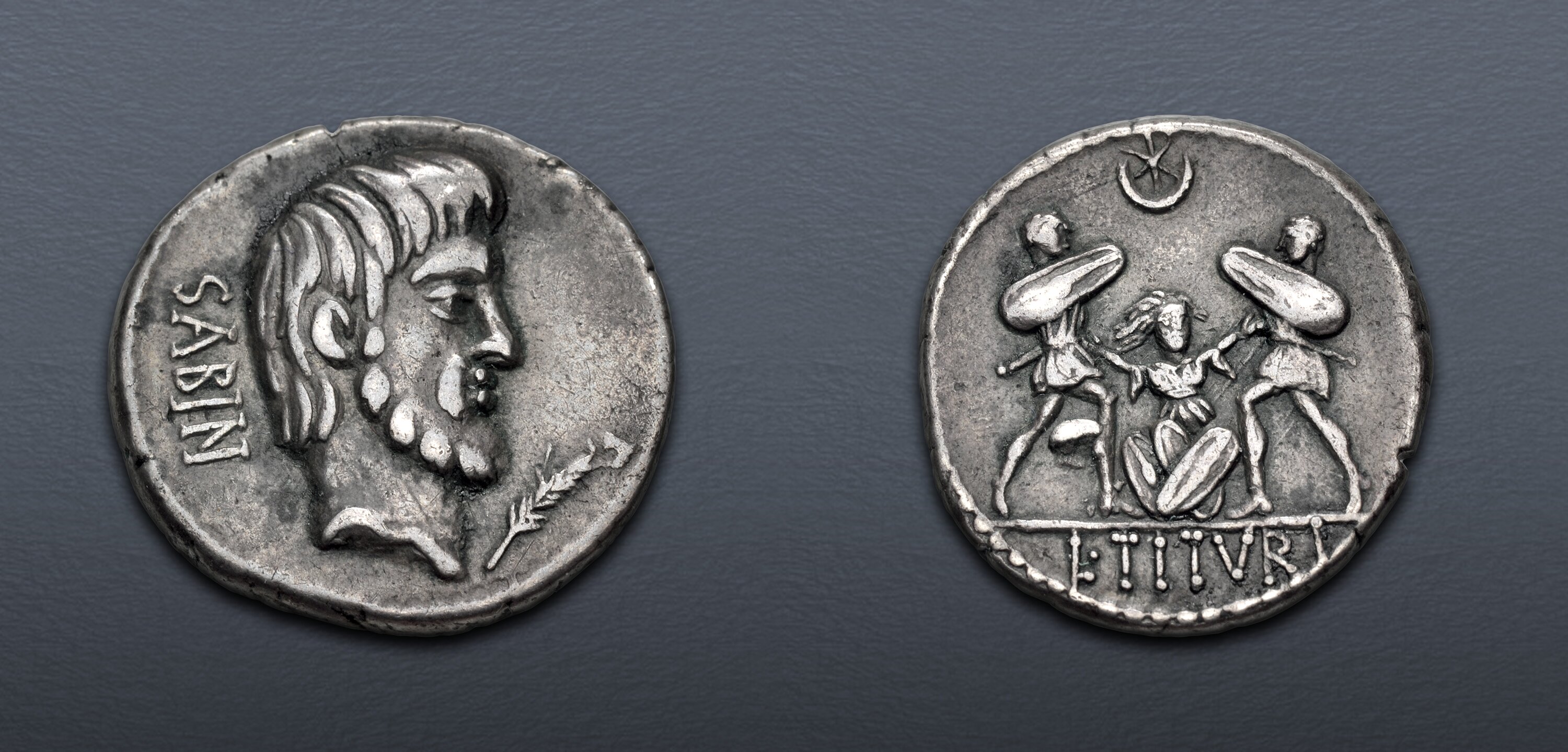 L. Titurius L.f. Sabinus. 89 BC. AR Denarius (18.5mm, 3.91 g, 9h). Rome ...