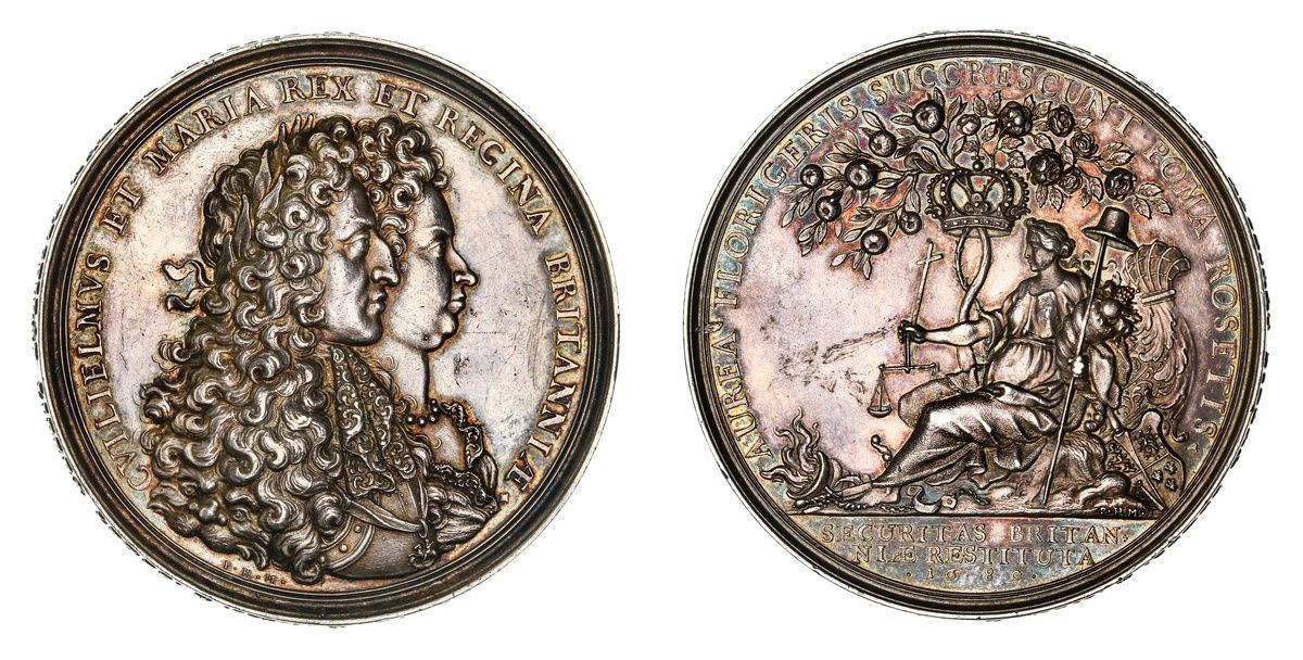 Security of Britain, AR Medal, 1689, by P. H. Müller, GVILIELMVS ET ...