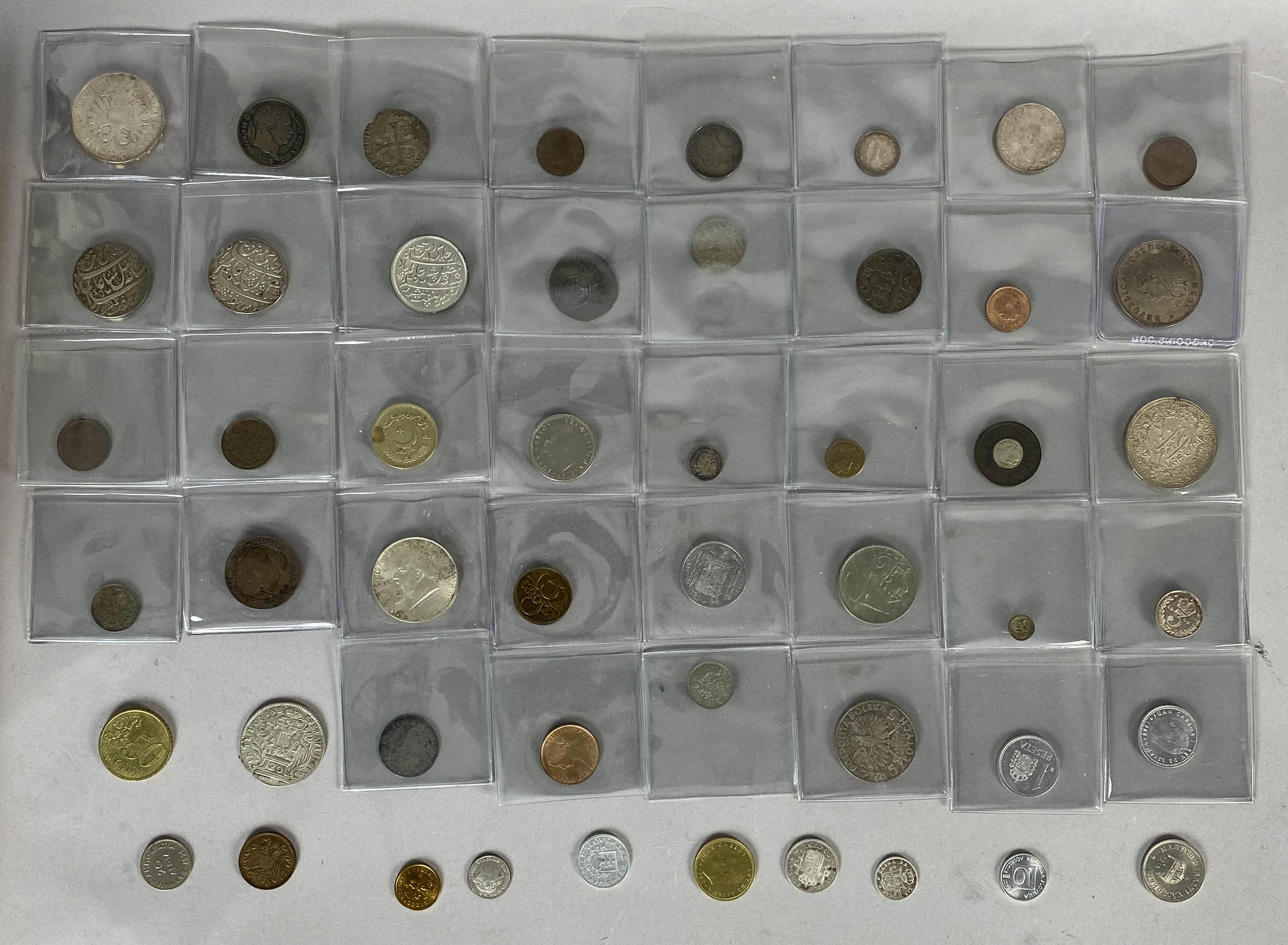 WORLD. Miscellaneous. Lot of fifty (50) silver and base metal issues ...