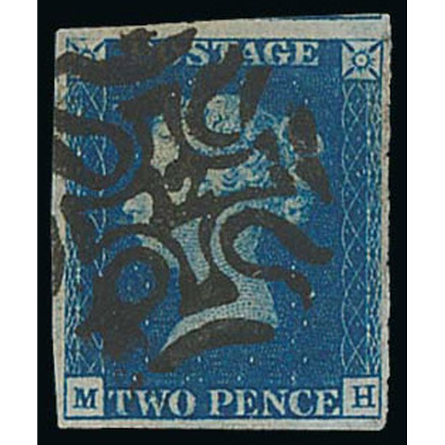 Great Britain 1840 Two Pence Blue Plate 2 MH, good to large margins all ...