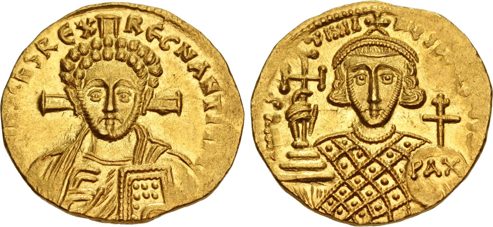 Justinian II. Second reign, 705-711. AV Solidus (20mm, 4.46 g, 6h ...