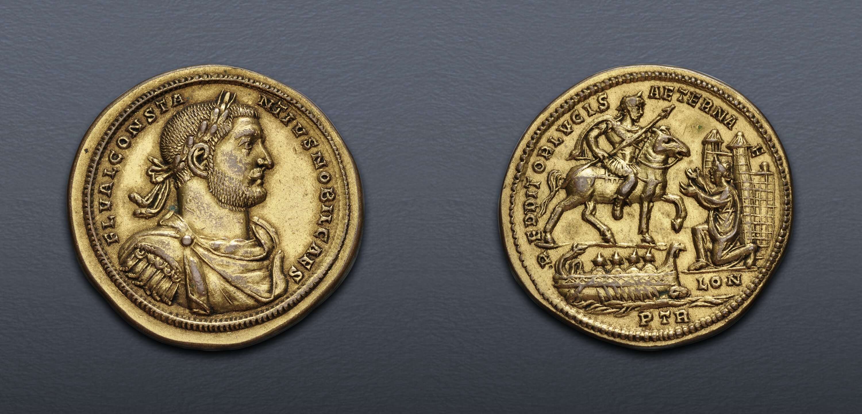 ROMAN IMPERIAL. Constantius I. As Caesar, AD 293-305. Gilt WM ...