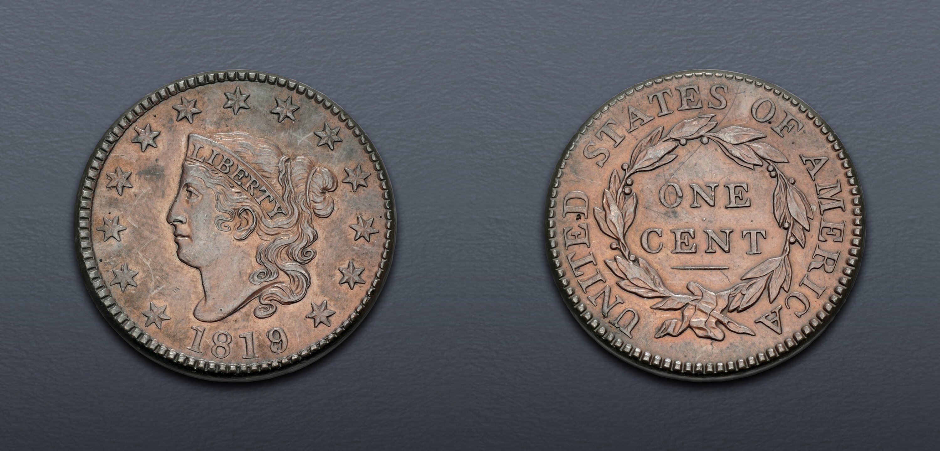 1819/8 Coronet Head Large Cent. N-1. Rarity 1. AU details. | Classical ...