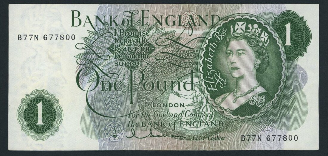 Bank of England, J. Q. Hollom, £1, ND (1963), first run serial number ...