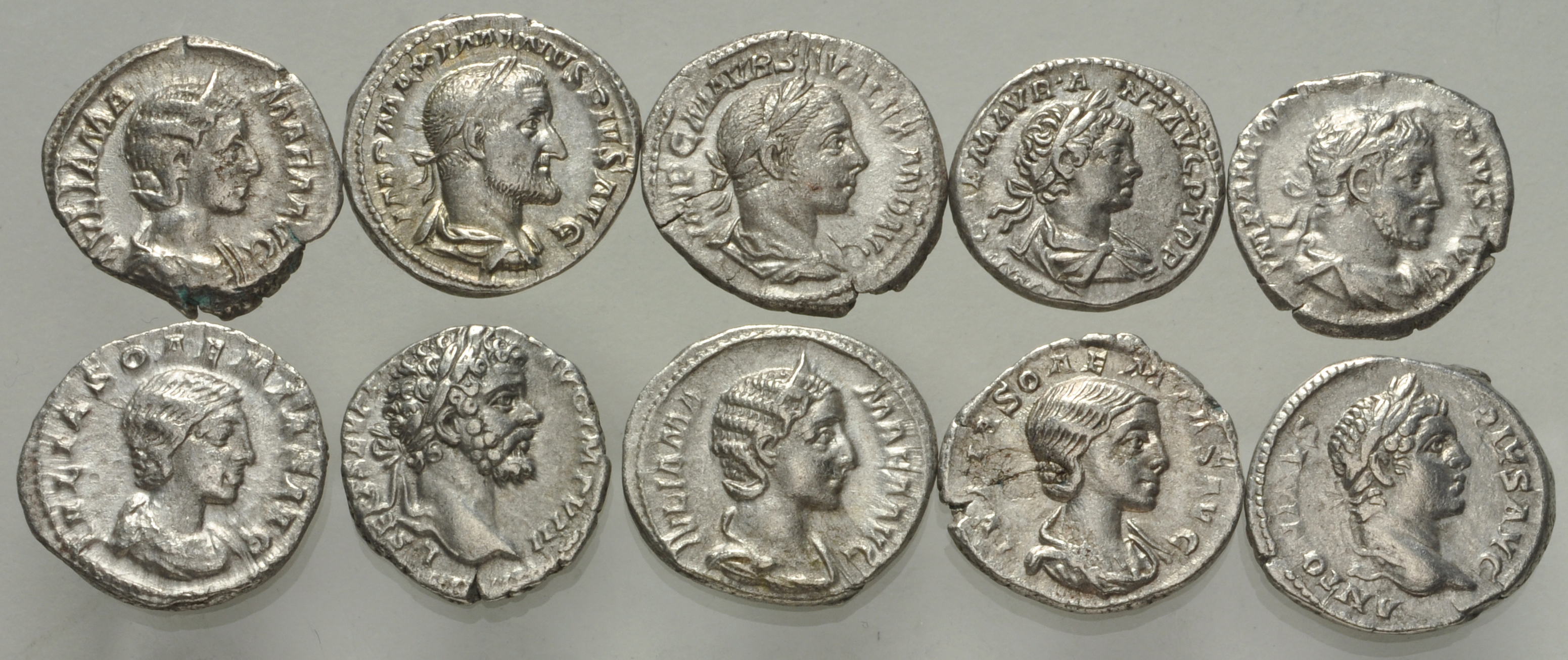 ROMAN. Imperial. Lot of ten (10) mostly Severan AR Denarii. | Classical ...
