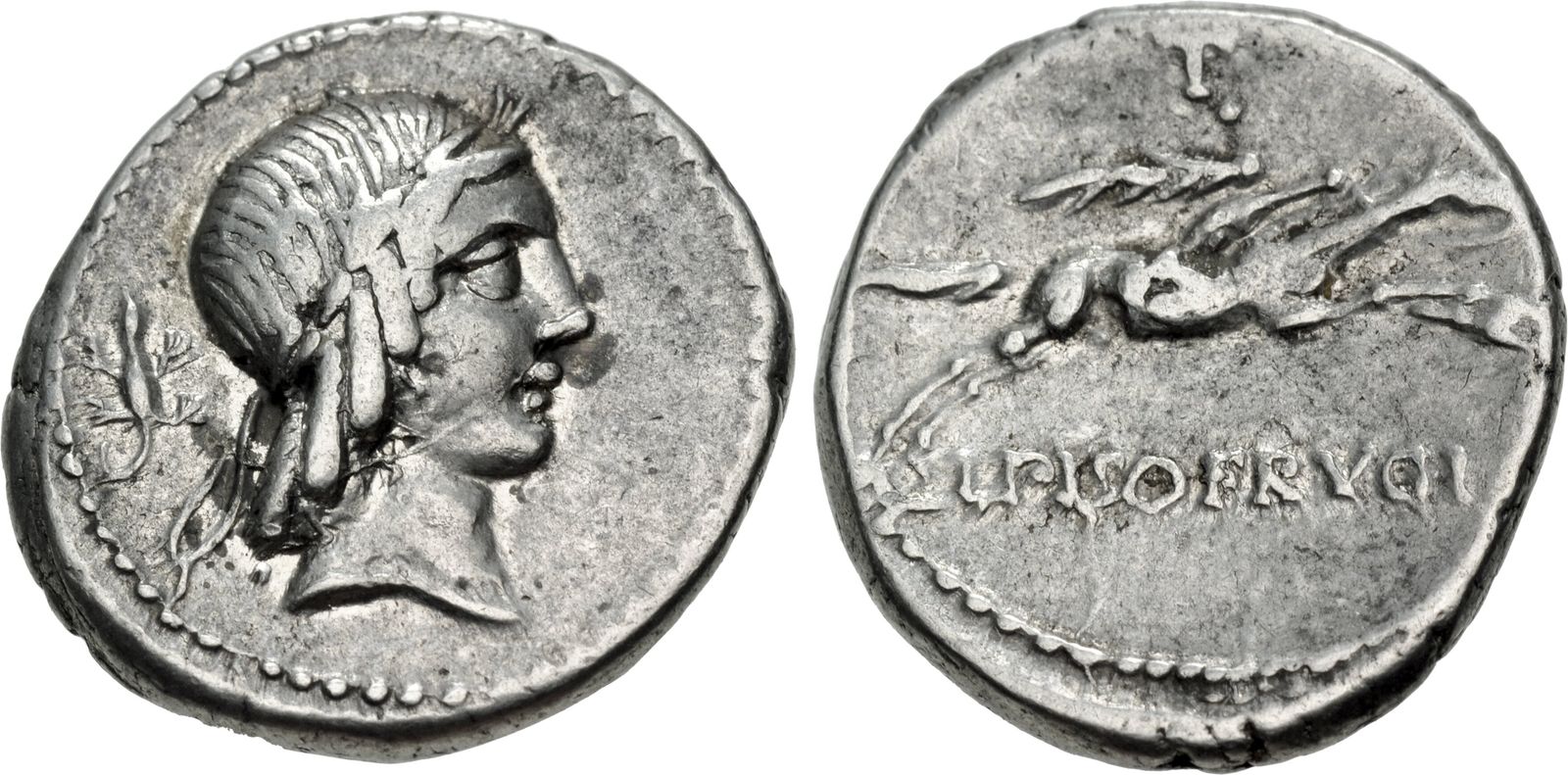 L. Calpurnius Piso Frugi. 90 BC. AR Denarius (17.5mm, 3.98 g, 10h ...