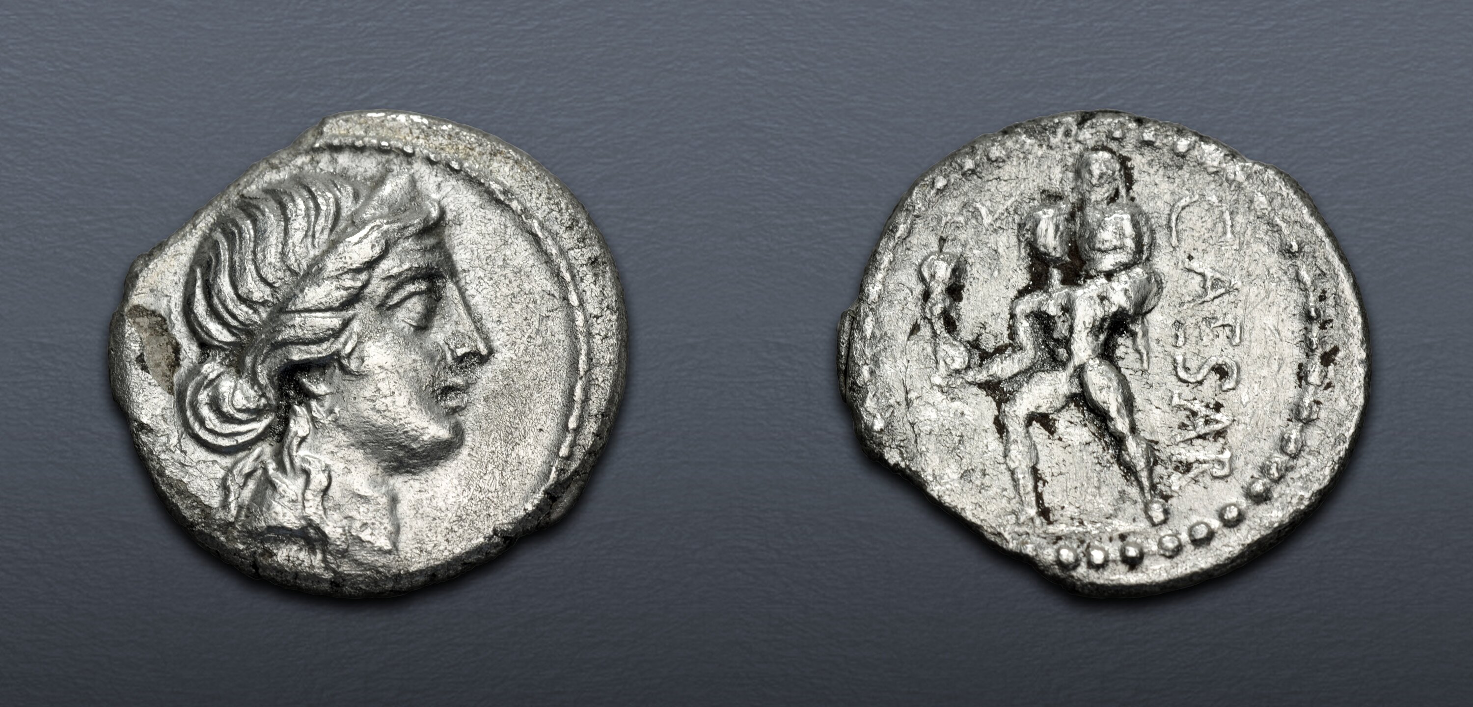The Caesarians. Julius Caesar. Late 48-47 BC. AR Denarius (18mm, 3.32 g ...