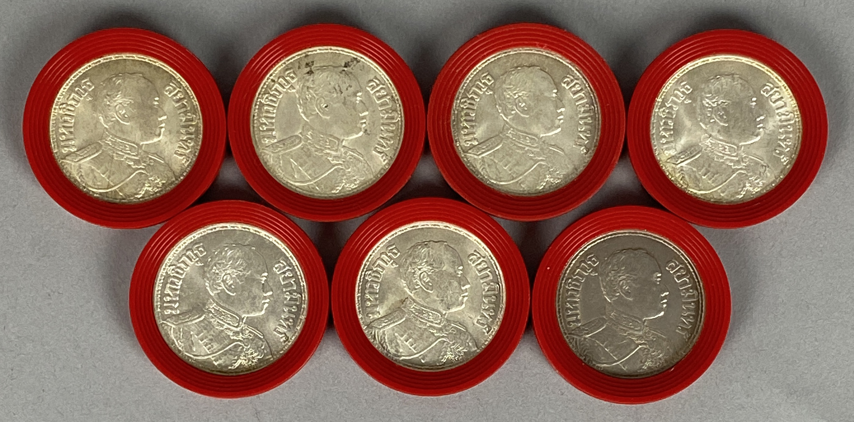 WORLD. Thailand. Lot of seven (7) AR Baht of Rama VI. | Classical ...