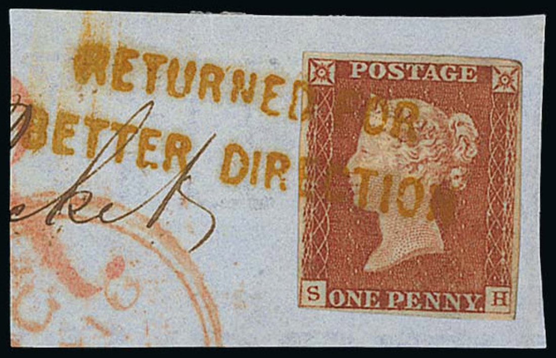 Great Britain 1841-53 One Penny Red-Brown Unplated SH, close to large ...