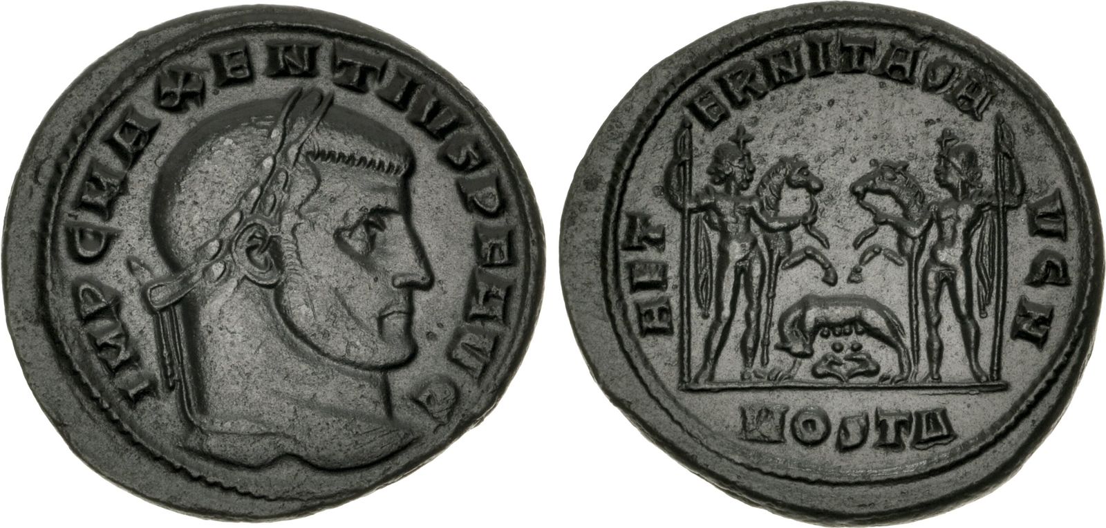 Maxentius. AD 307-312. Æ Follis (26.5mm, 7.73 g, 12h). Ostia mint, 4th ...