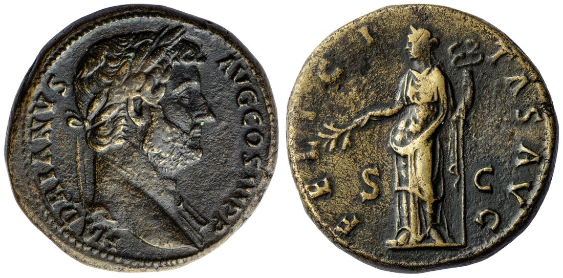 Roman Empire, Hadrian (AD 117-138), Orichalcum Sestertius, HADRIANVS ...