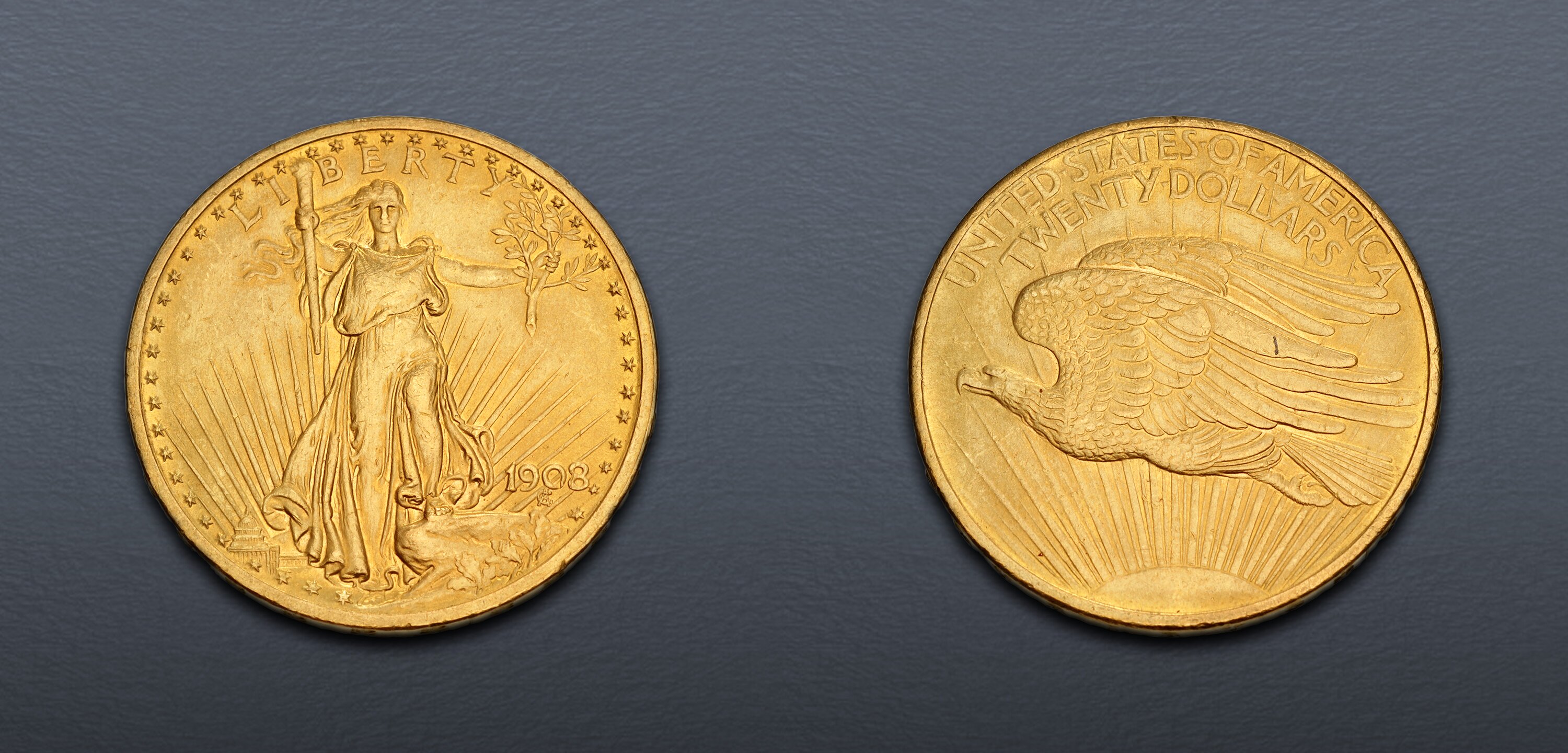 1908 Saint-Gaudens Double Eagle. No Motto. UNC. . A two-year type coin ...