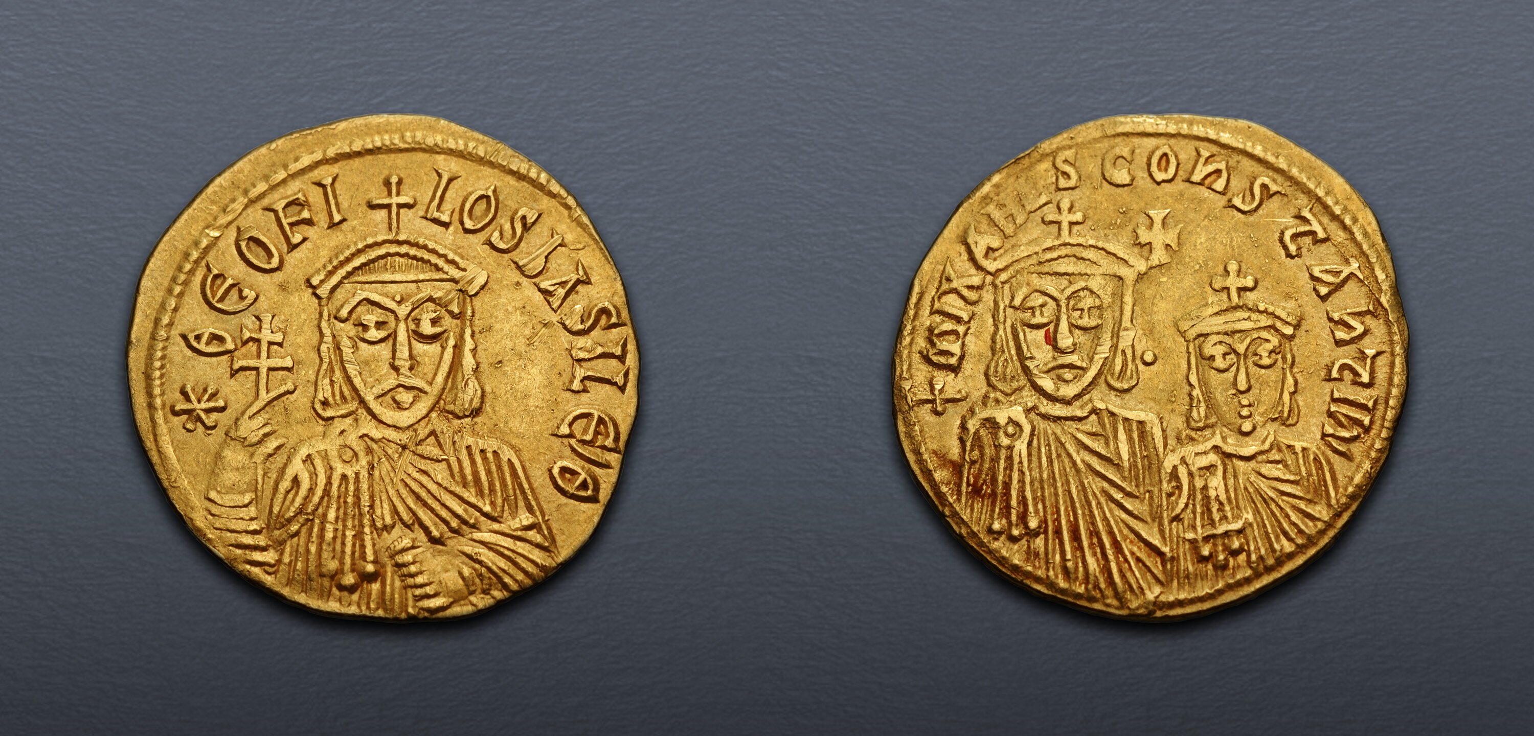 Theophilus, with Constantine and Michael III. 829-842. AV Solidus (19 ...