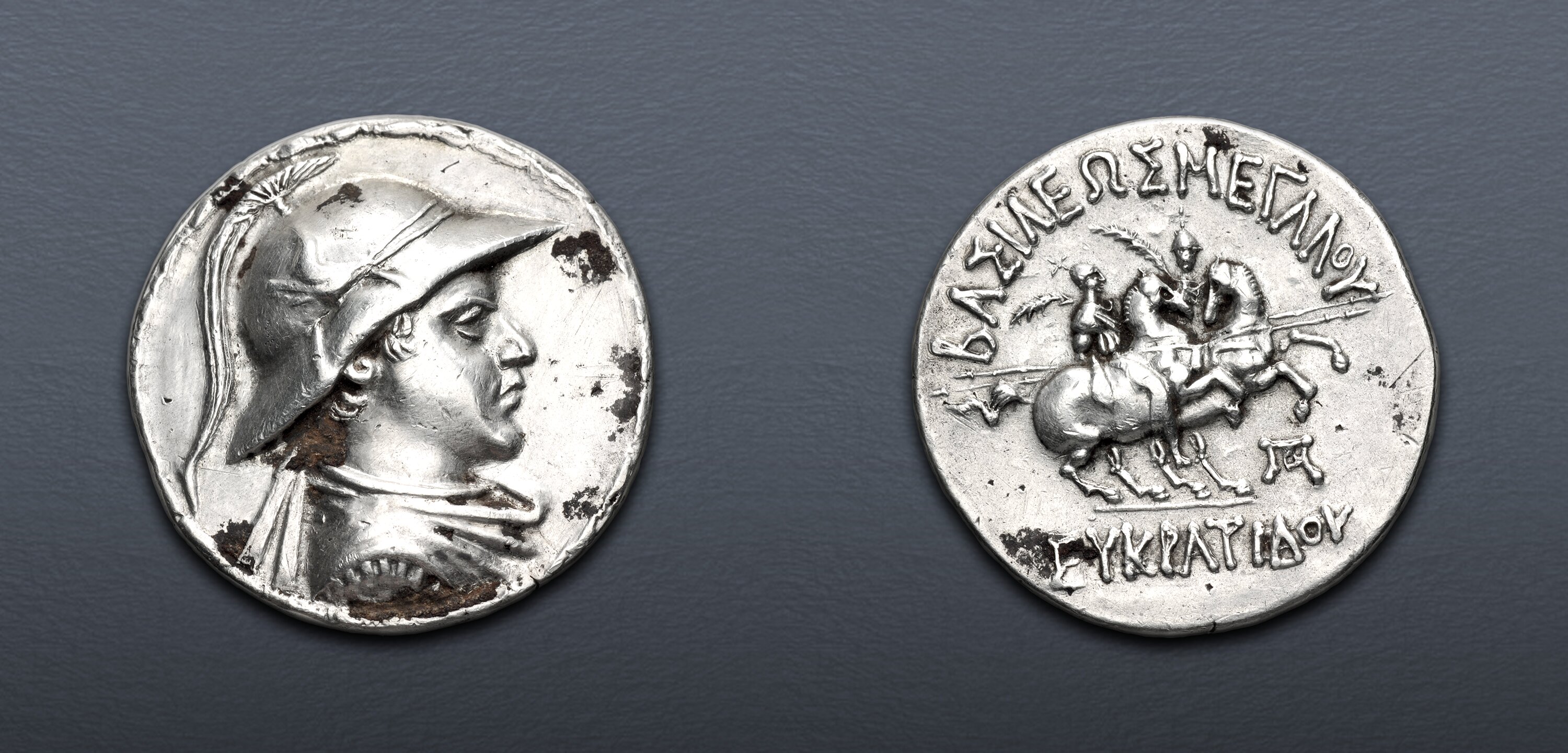 BAKTRIA, Greco-Baktrian Kingdom. Eukratides I Megas. Circa 170-145 BC ...