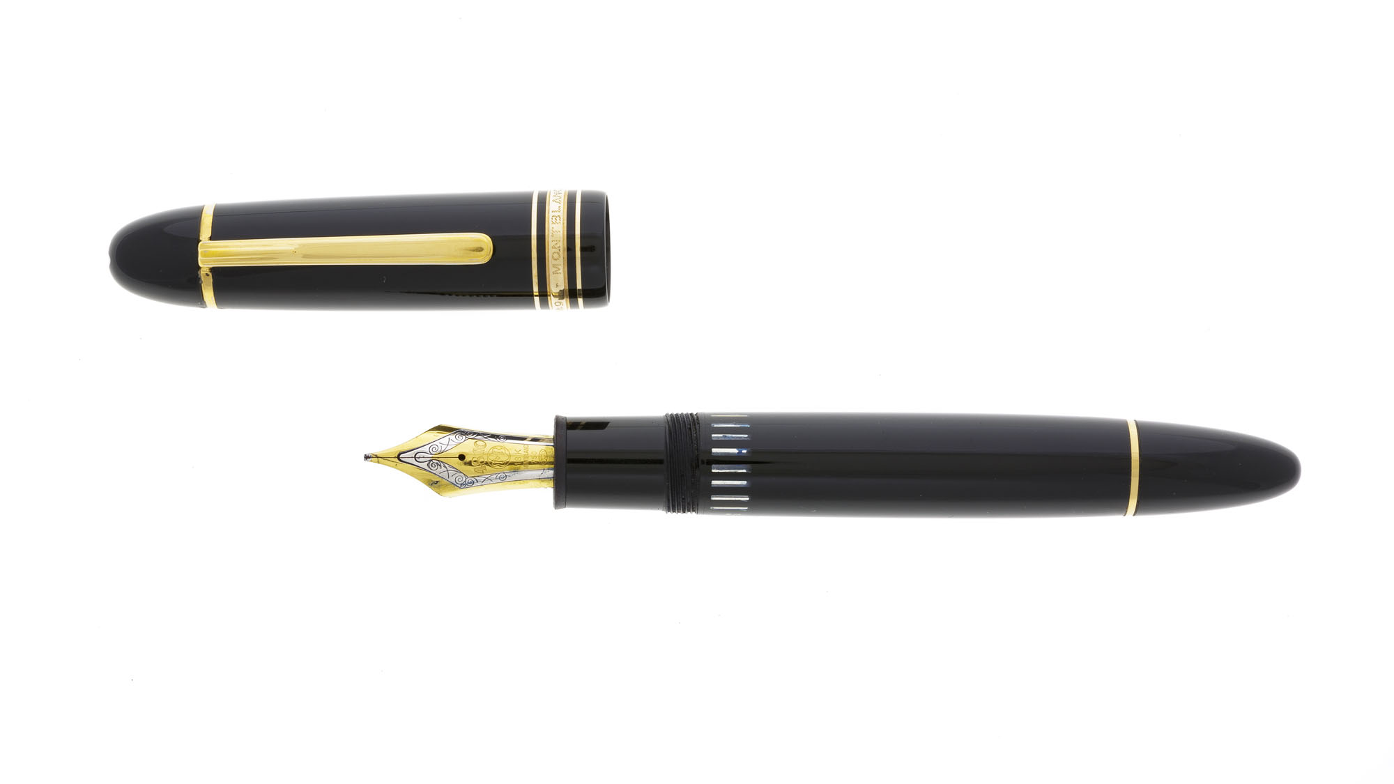 Montblanc, Meisterstück, stylo plume à pompe en résine noire et ...