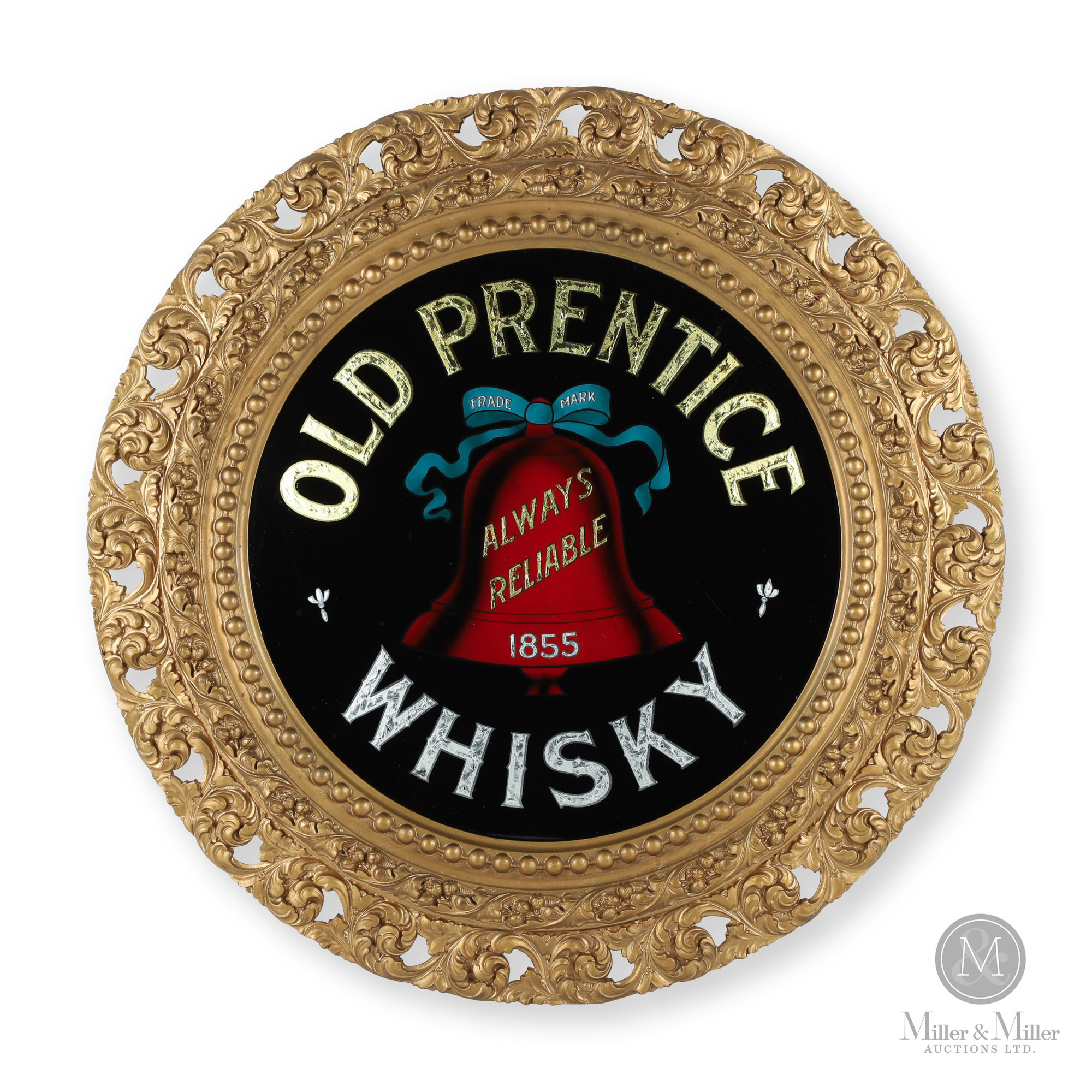 Old Prentice Whisky Convex Reverse Glass Framed Sign | Miller & Miller ...