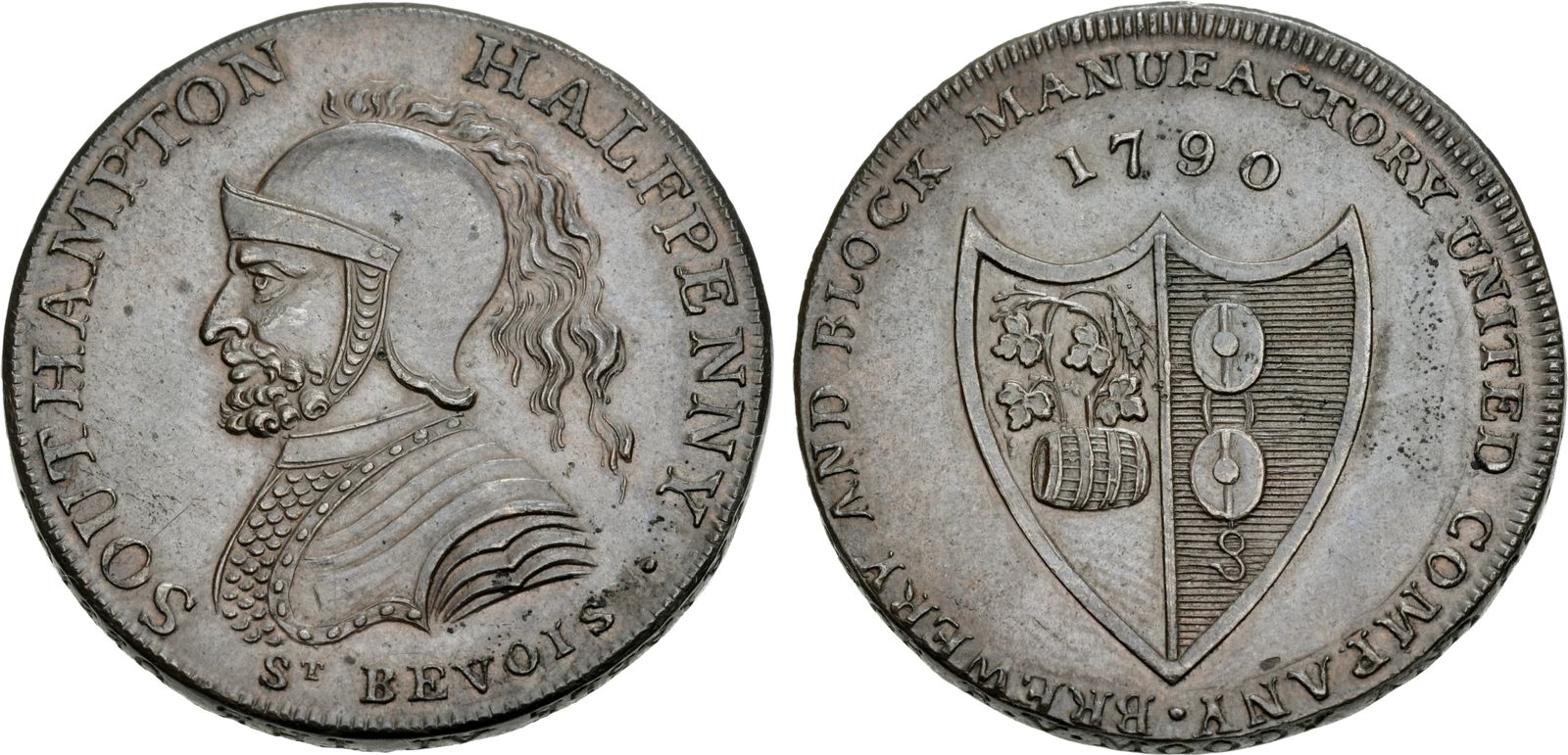 CONDER TOKENS, Hampshire. Southampton. CU Halfpenny Token (29mm, 13.26 ...