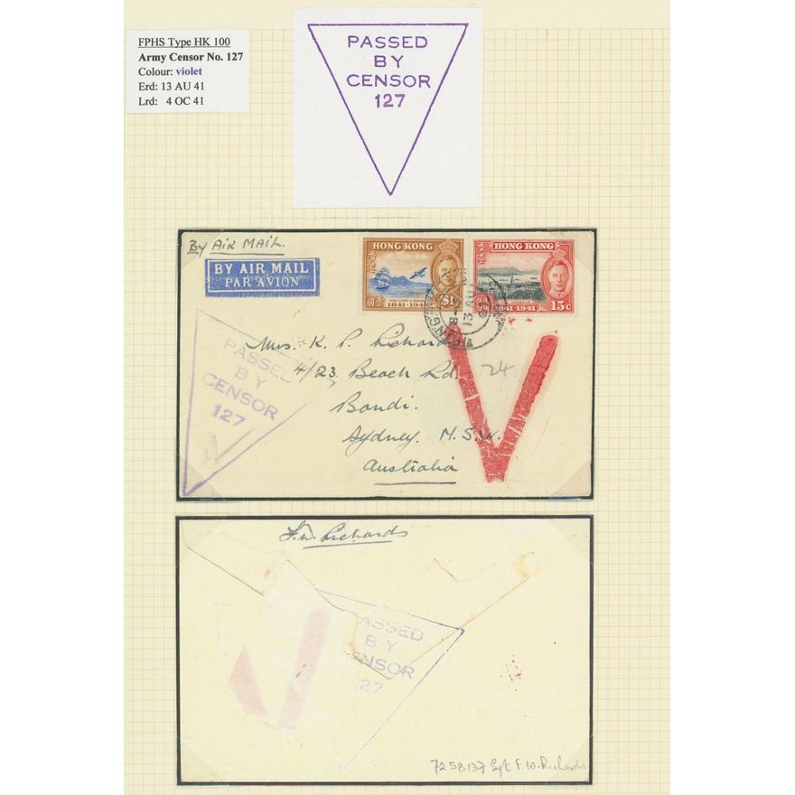 Hong Kong World War 2 Censor Mail Military Censor Mail Army Number 127: ...