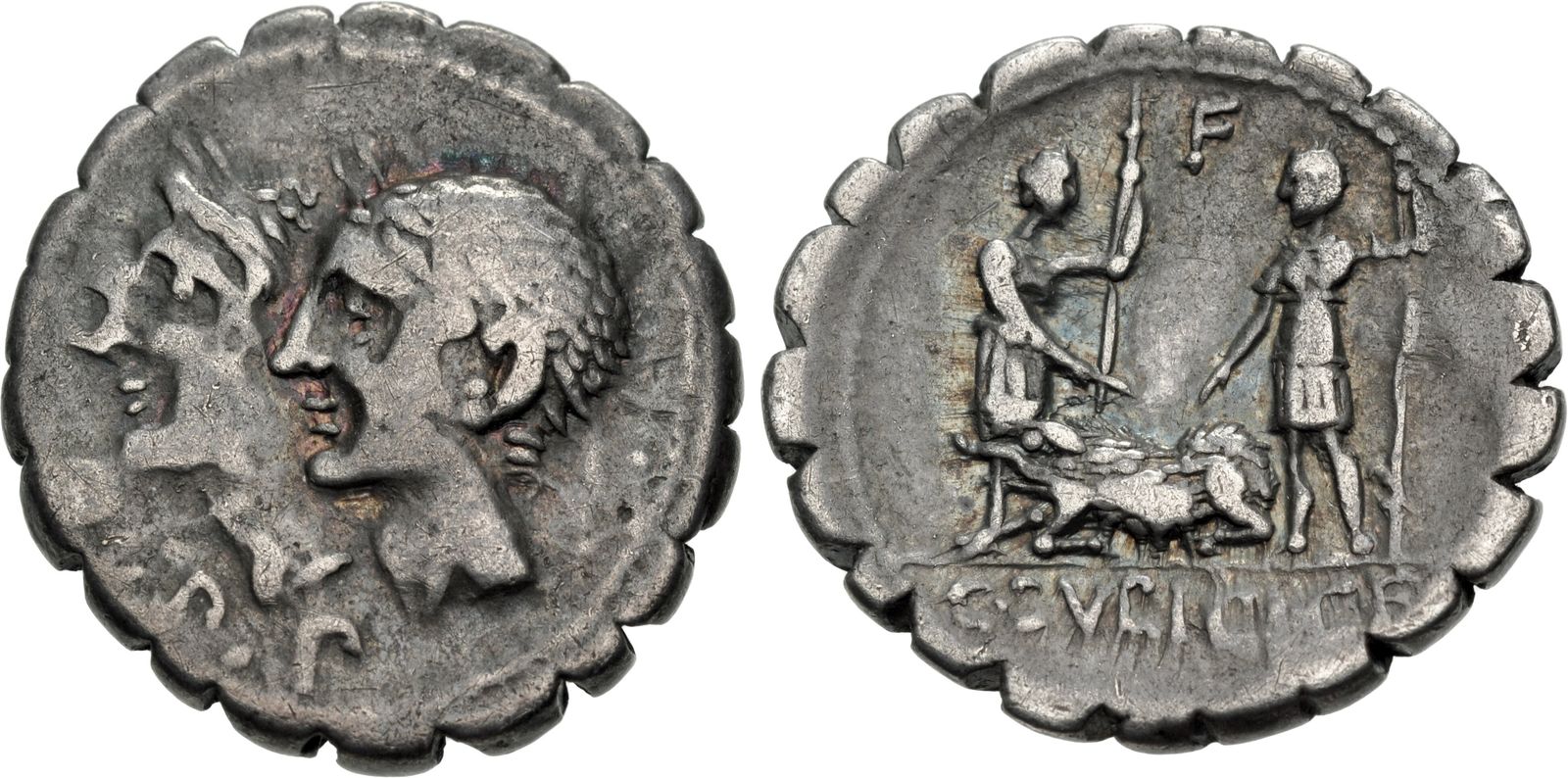 C. Sulpicius C.f. Galba. 106 BC. AR Serrate Denarius (18mm, 3.74 g, 9h ...