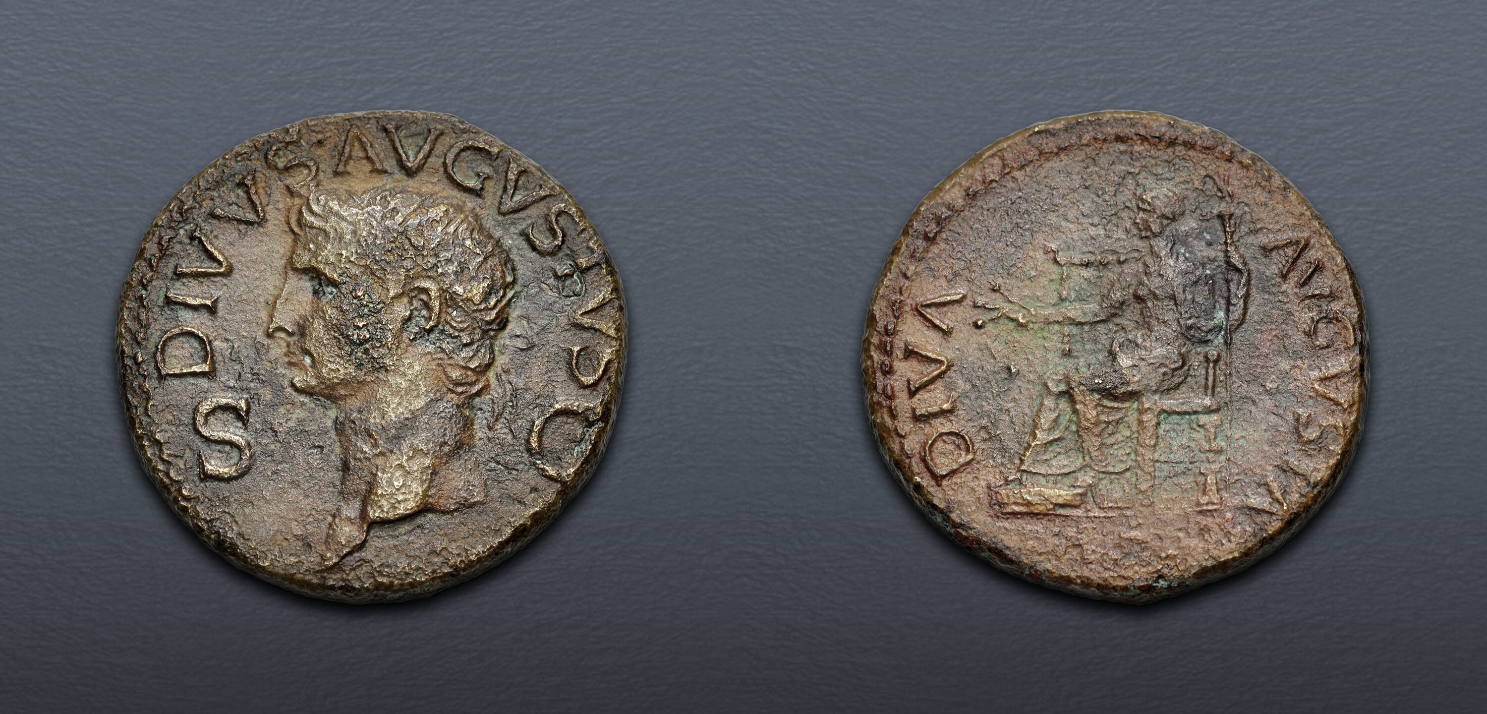 Divus Augustus, with Julia Augusta (Livia). Died AD 14. Æ Dupondius (29 ...