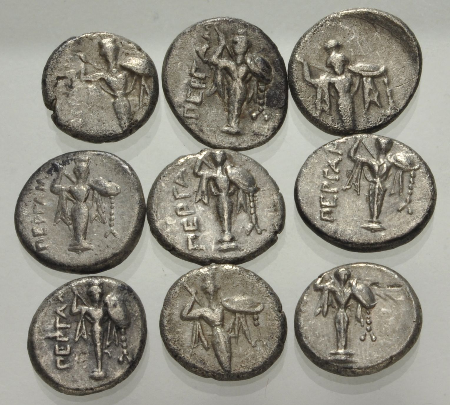 GREEK. Asia Minor. Lot of nine (9) AR Diobols of Mysia, Pergamon ...