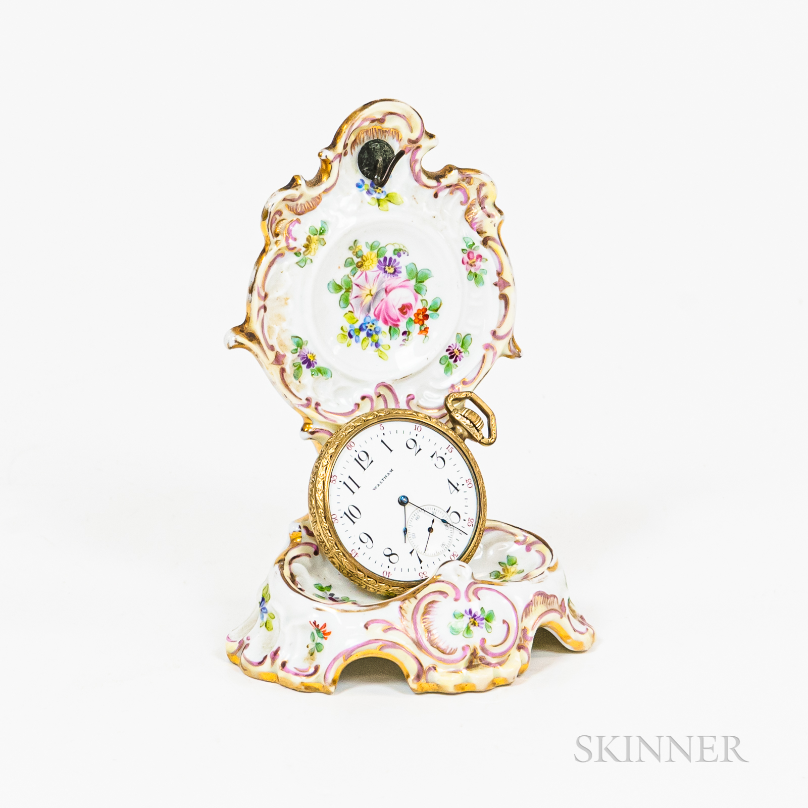 Dresden Porcelain Watch Hutch and Waltham Gold-filled Pocket Watch ...