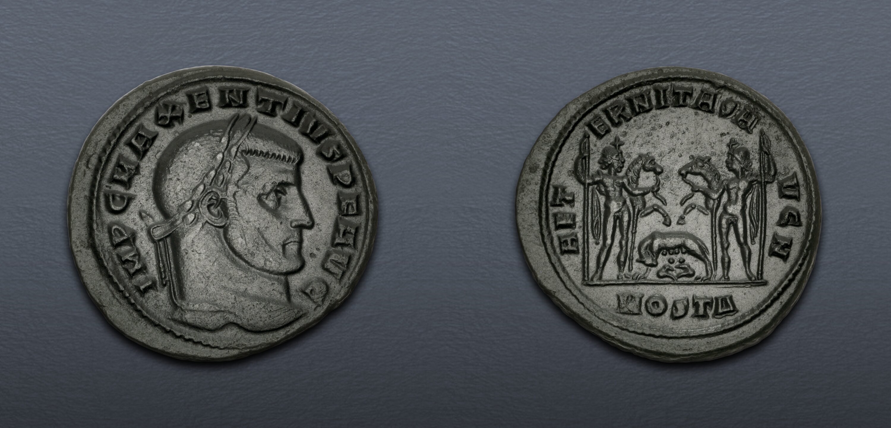 Maxentius. AD 307-312. Æ Follis (26.5mm, 7.73 g, 12h). Ostia mint, 4th ...