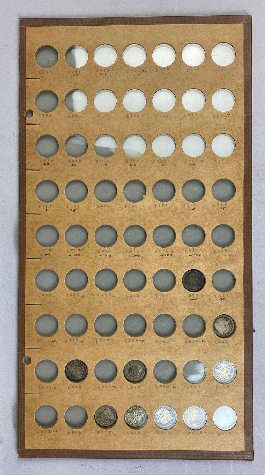 Liberty Seated Dimes. Partial set in Wayte Raymond Boards. Poor to EF ...