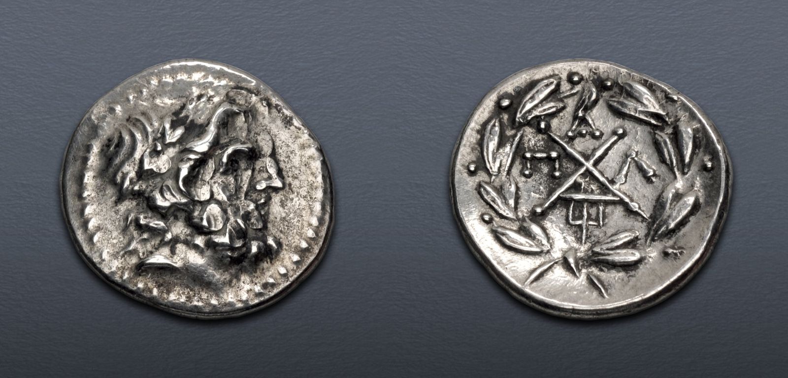 ACHAIA, Achaian League. Pallantion. Early 1st century BC. AR Triobol ...