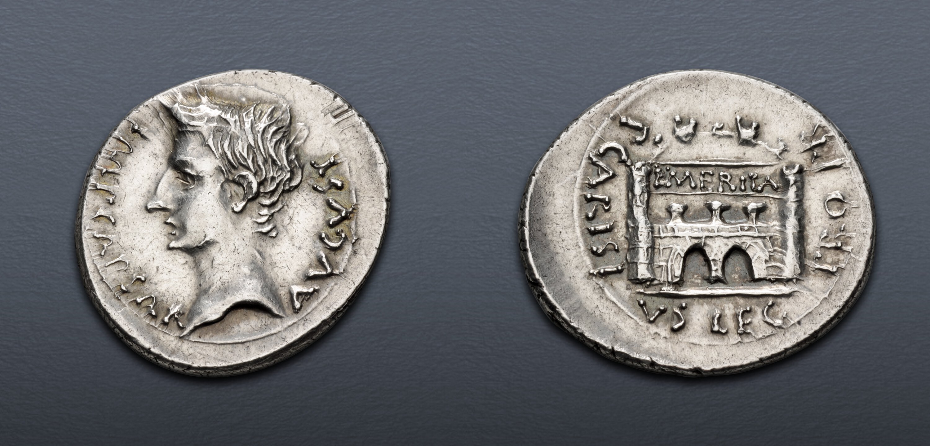 Augustus. 27 BC-AD 14. AR Denarius (19mm, 3.77 g, 2h). Emerita mint; P ...