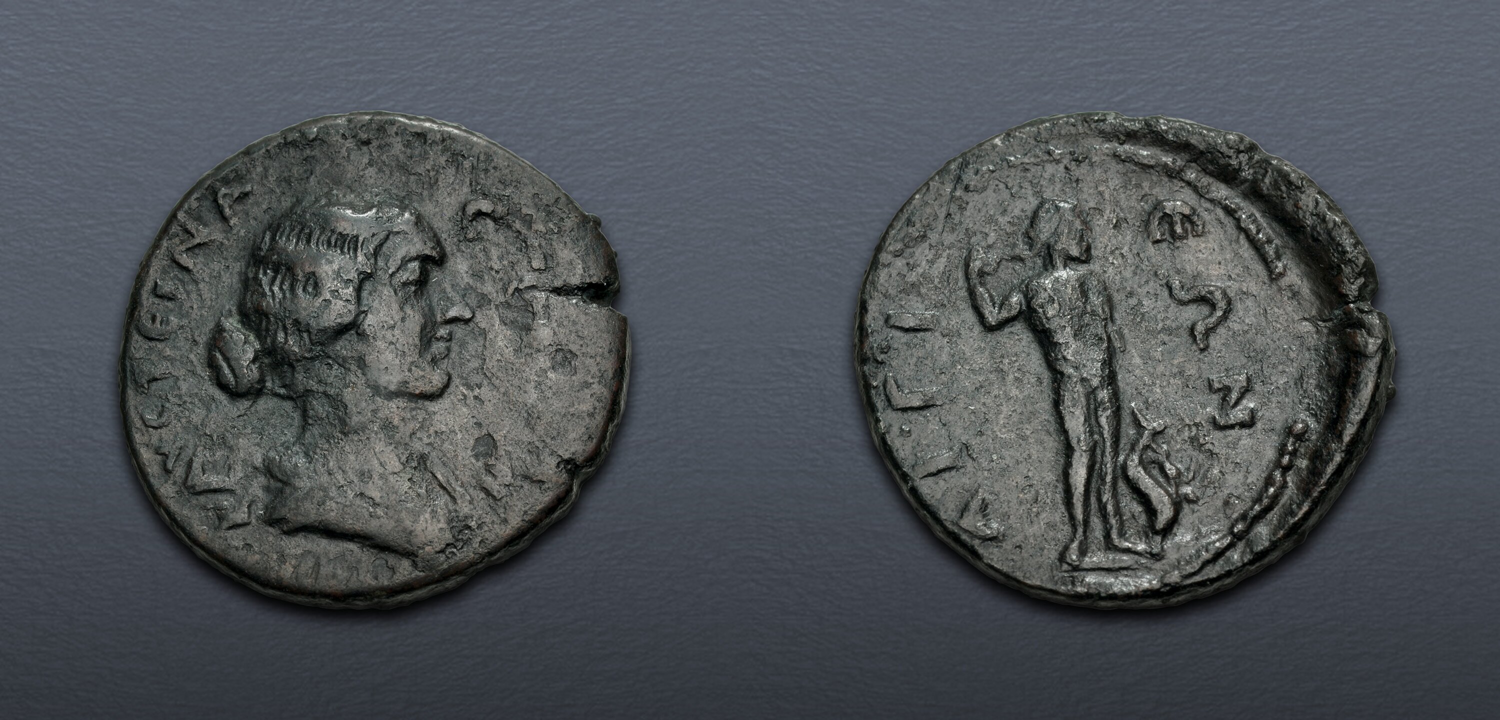 ACHAEA, Aegium. Faustina Junior. Augusta, AD 147-175. Æ Assarion (22mm ...